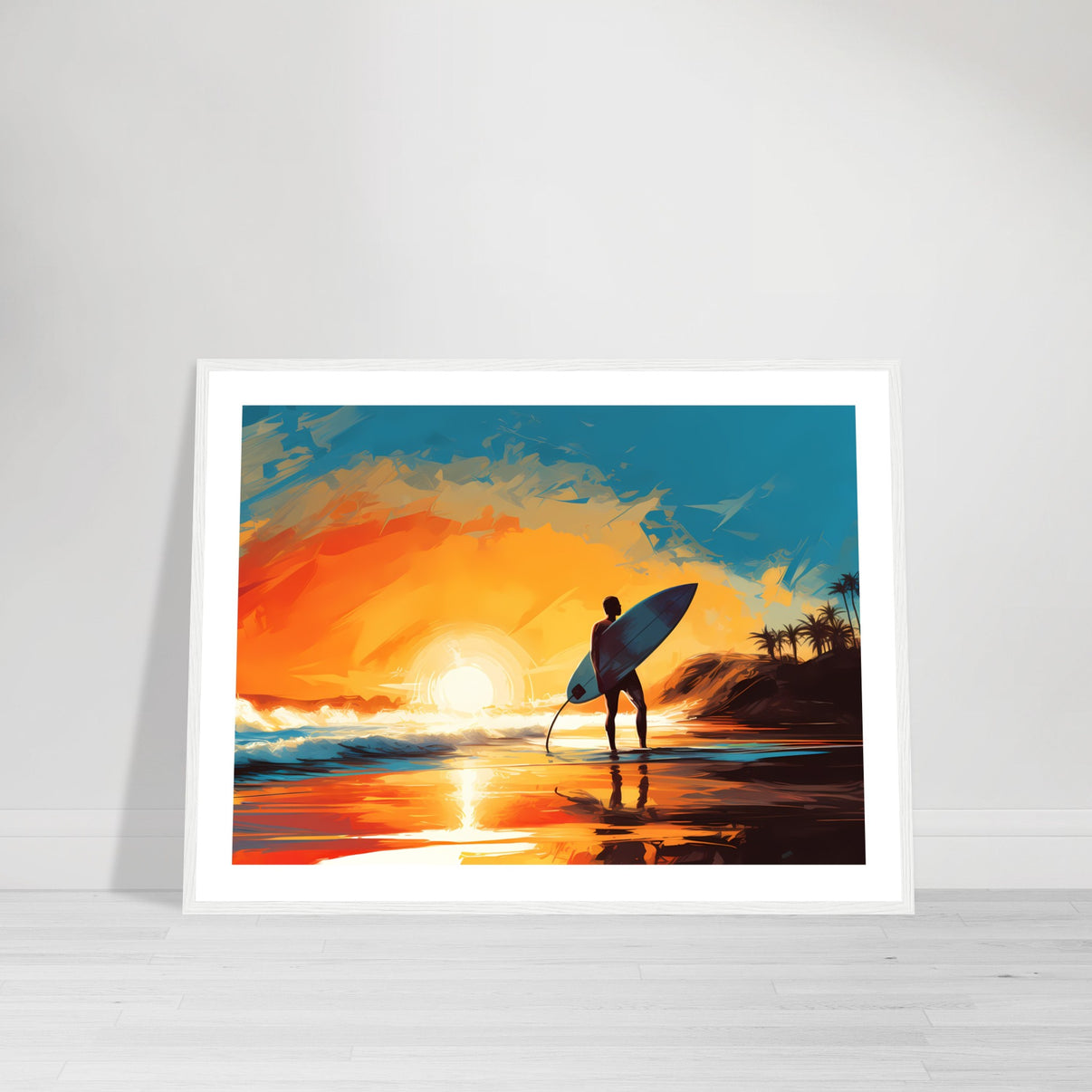 Inspiring Expressionist Art Print - Walking to Nightfall - Sunset Surfing - Wall Art - Australify